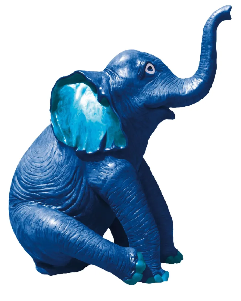 Resin Animals | Two-tone seated giant elephant | Déco et Artisanat