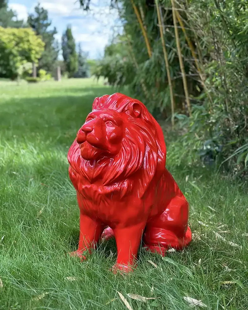 Sitting Lion - Resin Statue and Sculpture | Déco et Artisanat