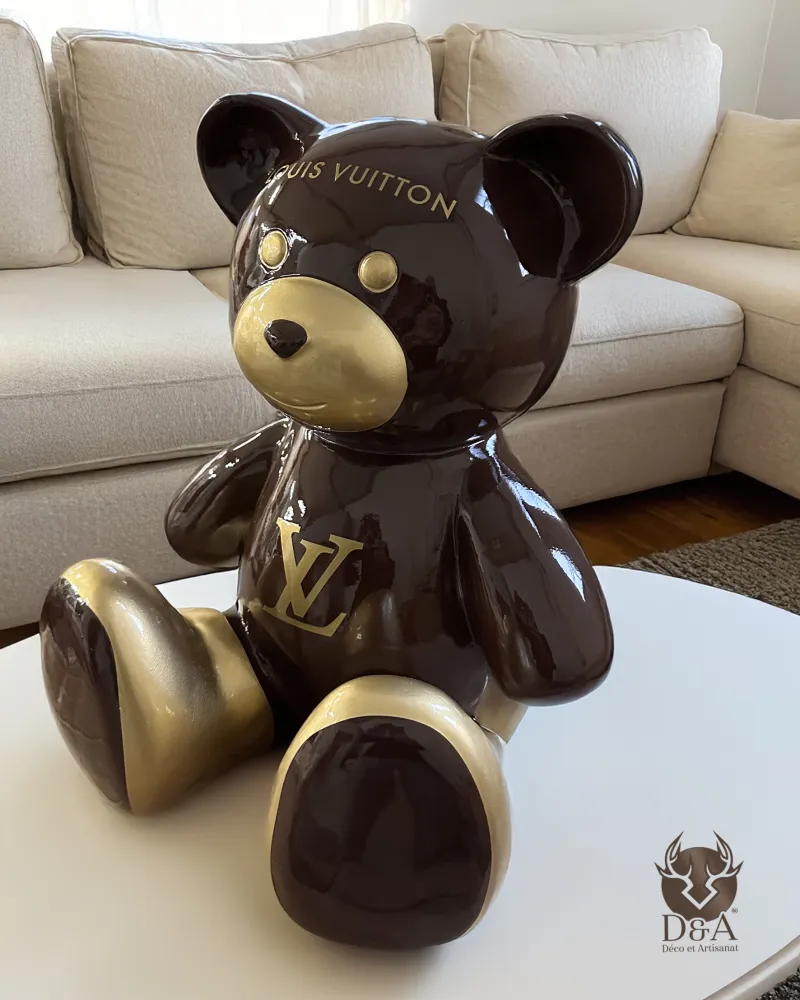 Resin statue of a Louis Vuitton sitting bear, ideal for fashion addicts ...