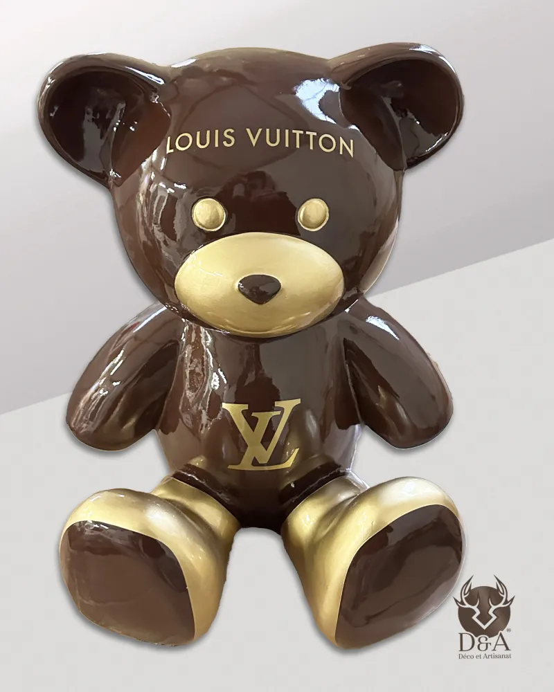 Resin statue of a Louis Vuitton sitting bear, ideal for fashion addicts ...
